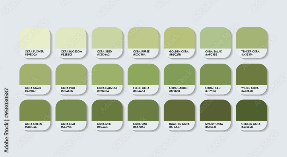 Okra Color Palette, Okra Green Color Guide Palette with Color Names ...