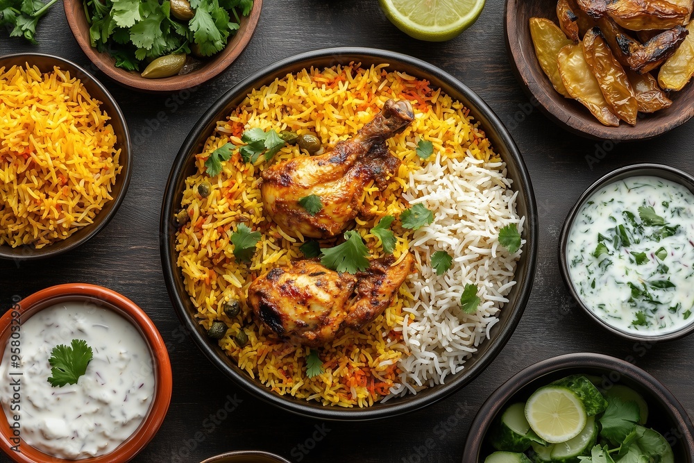 Indian Local Food Chicken Biryani: Aromatic Basmati Rice with Spiced ...