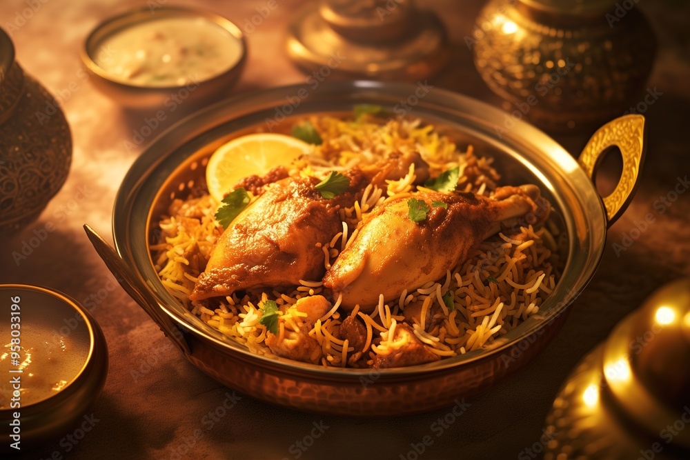 Indian Local Food Chicken Biryani: Aromatic Basmati Rice with Spiced ...