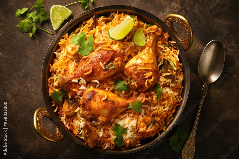 Indian Local Food Chicken Biryani: Aromatic Basmati Rice with Spiced ...