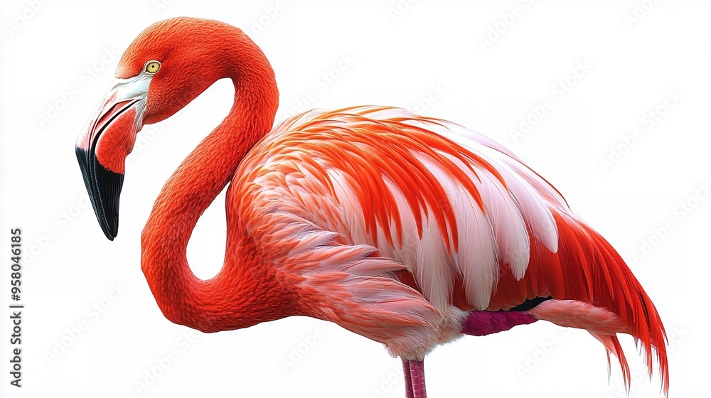 Flamingo Elegance: A portrait of a vibrant pink flamingo, showcasing ...
