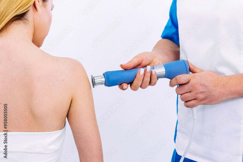 Shock wave therapy session in progress, showcasing effective non ...
