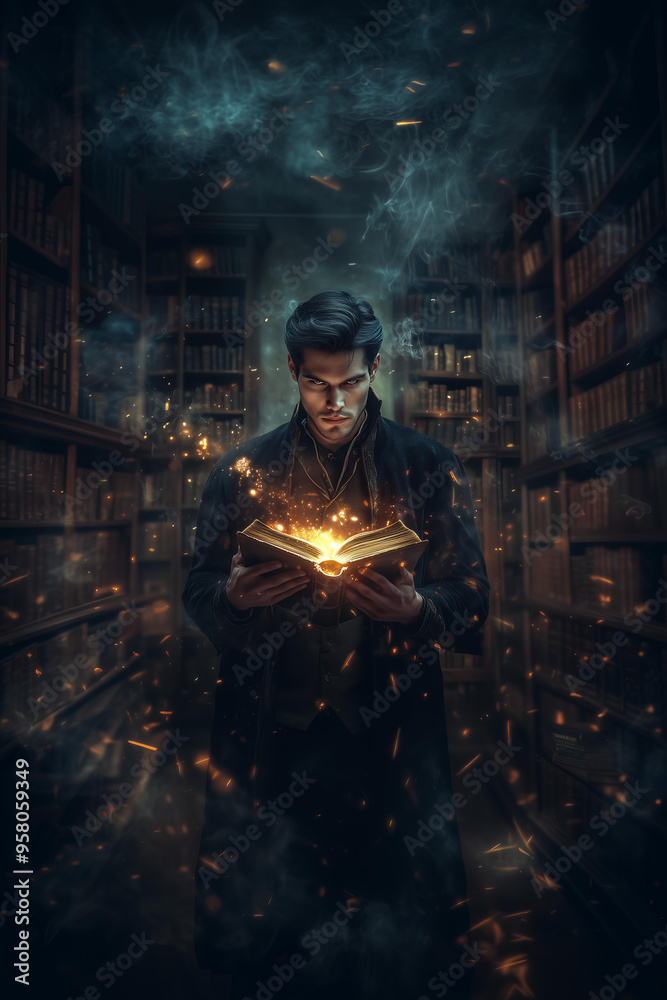 handsome possessive hero warlock man with black hair , wearing dark ...