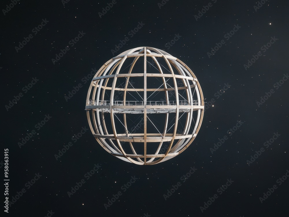 Dyson Sphere partially completed, with scaffolding stretching across ... Dyson Sphere partially completed, with scaffolding stretching across ...