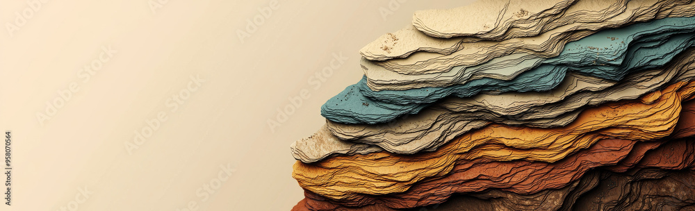Strata" Text on right 3D elements soil and rock strata geological ...