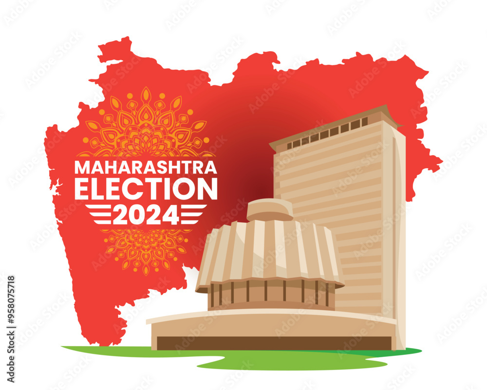 Poster Maharashtra Election 2024 Banner with State Assembly Building ...