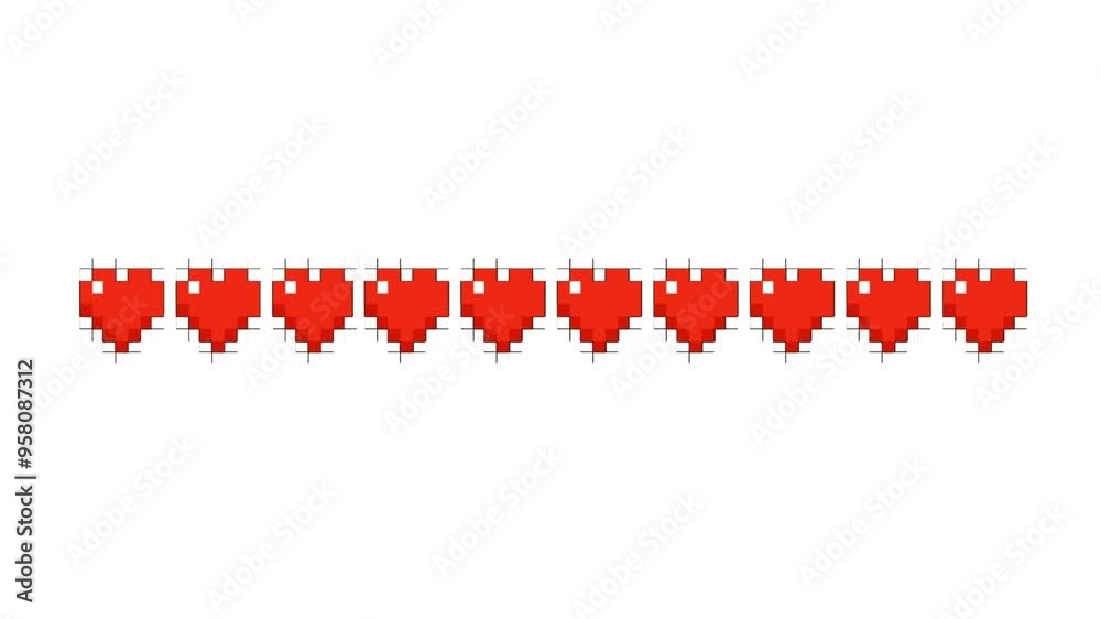A pixel hearts with a transparent background. Live gaming art with a ...