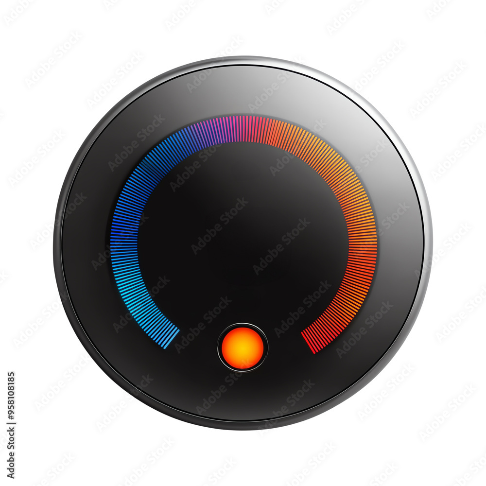 Modern temperature control dial showcasing a vibrant gradient design ...