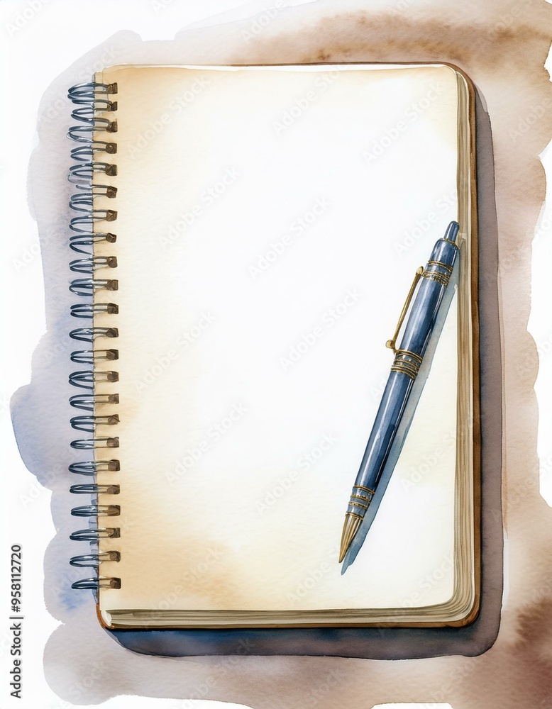 Blank new page in a book with a pen, ready for writing a new chapter ...