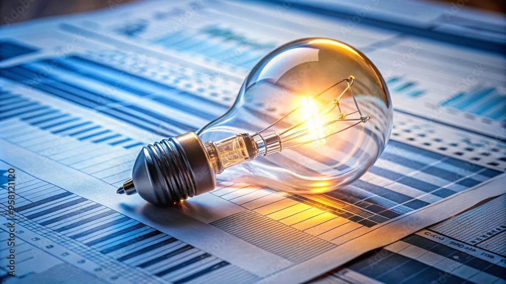 Insightful business meeting A light bulb brightly shining above ...