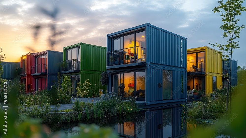 Explore modern container family homes in a picturesque neighborhood ...