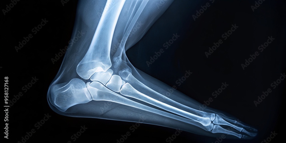 a photo image of a plain film x-ray of the lower leg showing a ...