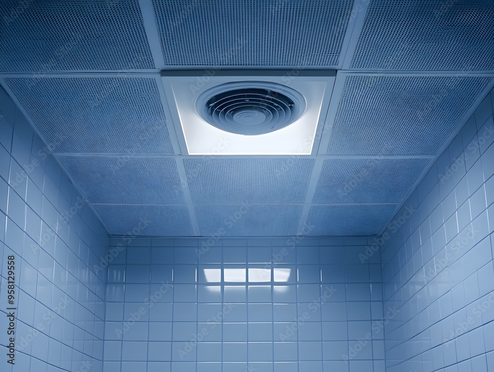 Pathogens on bathroom exhaust fans Pathogens, close-up view of a ...