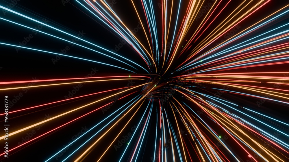 Abstract Light Speed Streaks in Space Stock Illustration | Adobe Stock