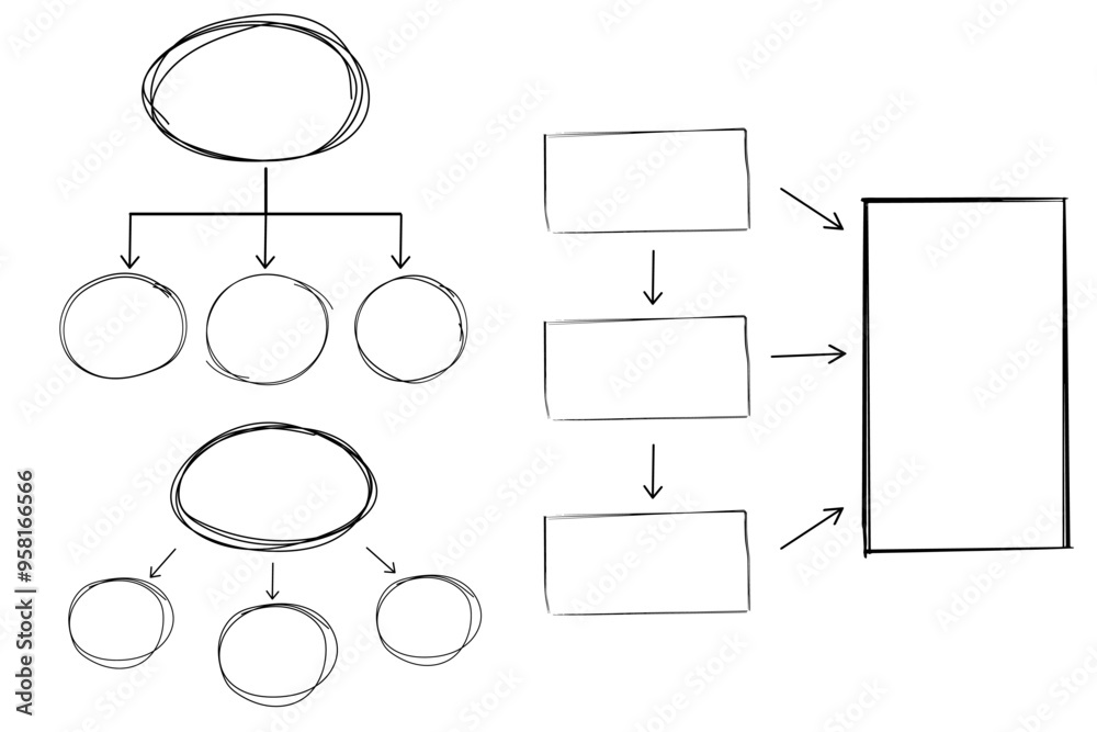 Mind map infographic diagram doodle line free hand drawing. Idea scheme ...