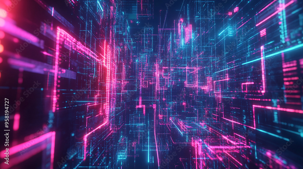 An Intricate 3d Wireframe Structure Of A Website Layout Depicted In A Futuristic Digital