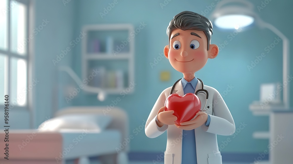 Doctor and drug feedback 3D cartoon illustration of physical health ...