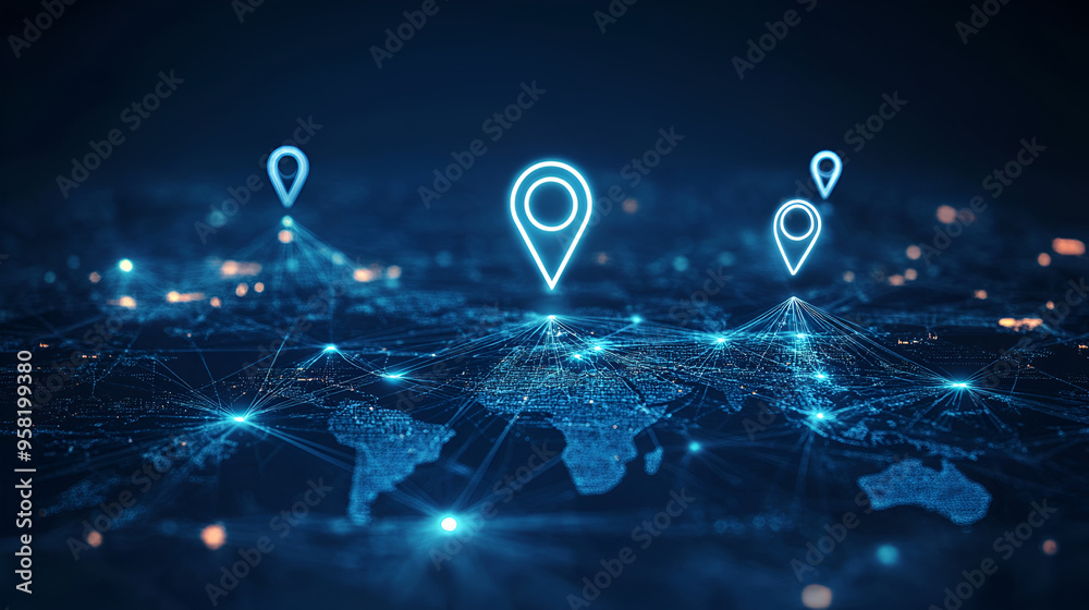 network and global earth connection in innovative perception, navigate ...