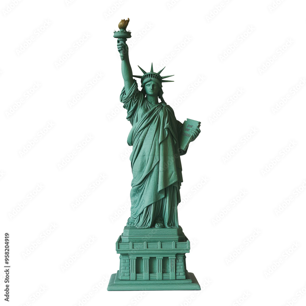 Graceful Statue of Liberty Model on Clear Backdrop: Detailed Render of ...