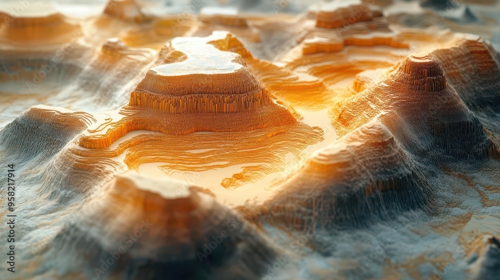 intricate 3d topographic map warm earth tones highlighting dramatic ...