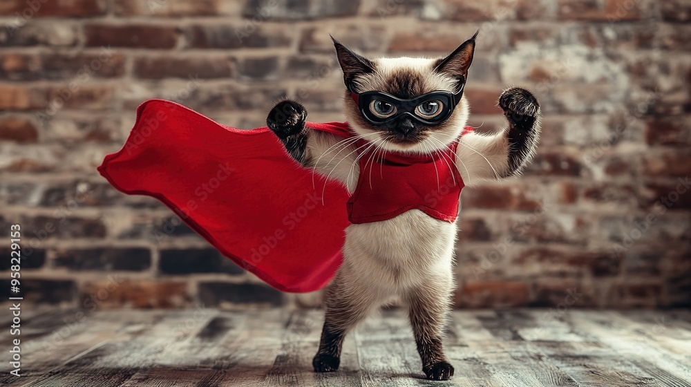 Superhero Cat in a Dynamic Pose, Showcasing Its Powerful Stance and ...