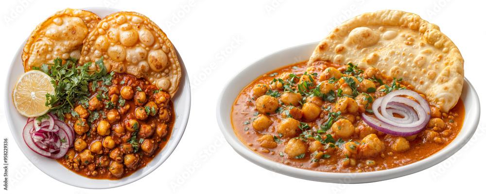 Indian Chole Bhature Masala with Spicy Chickpea Curry and Fried Bread ...