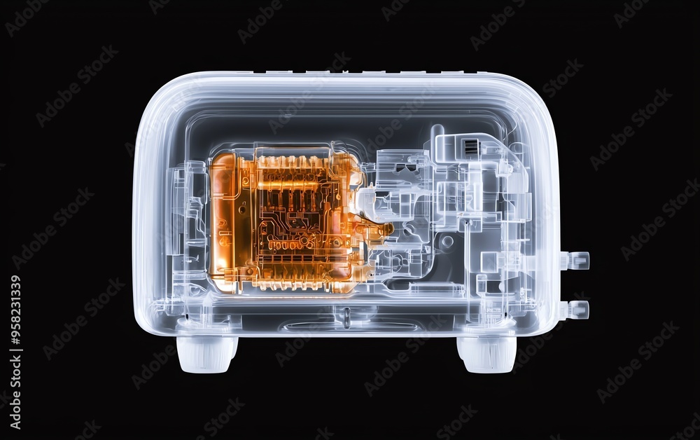X-ray image of a toaster showing internal components and design ...