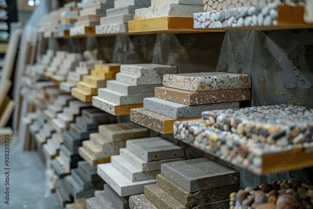 A variety of construction material samples including different colors ...