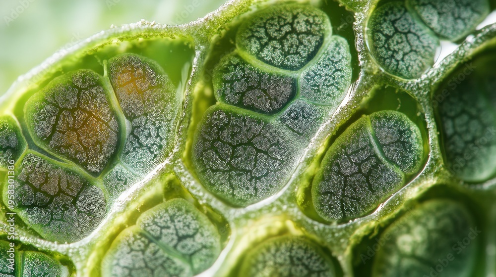 Detailed view of a stomata on a leaf surface, showing the opening and ...