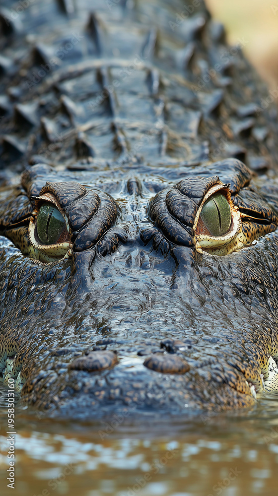 Scary crocodile eyes face closeup Australia NT Darwin wildlife animal ...