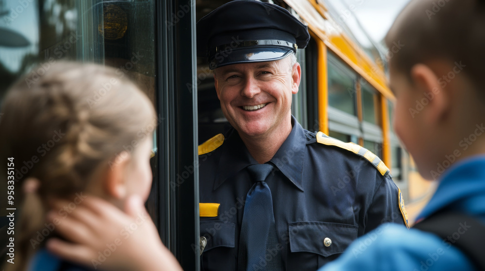 Bus Safety Officer Teaching Kids How to Safely Board and Exit School ...