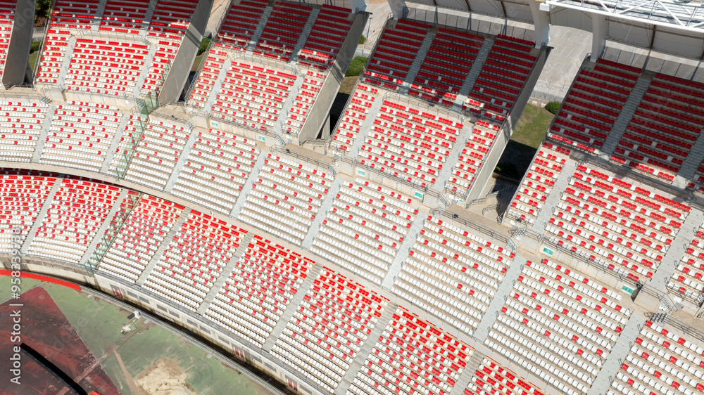 Aerial view of the grandstand and steps of the San Nicola stadium in ...