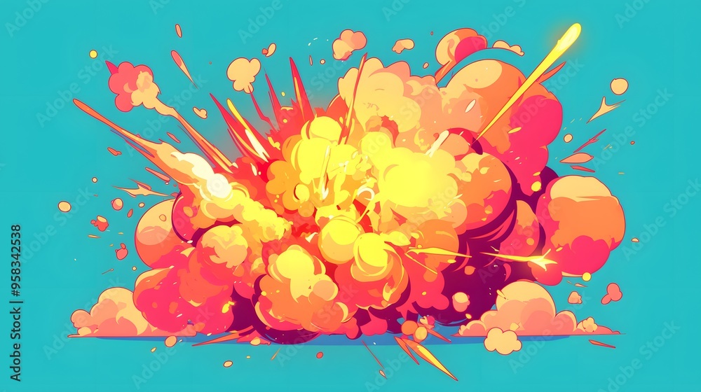 Cartoon Explosion Effect Comic Book Style Boom Bang Pow Graphic Design ...