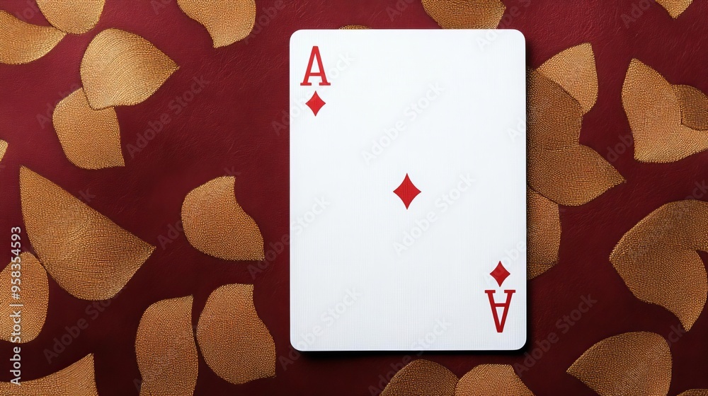 Royal-themed playing card mockup, dark red to gold gradient background ...
