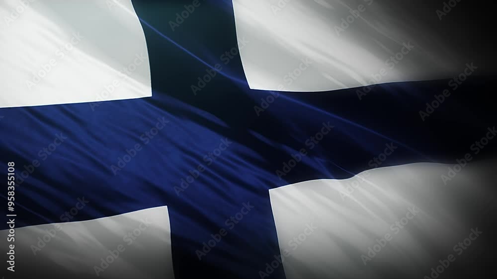 Finland Flag Waving in Full 4K Resolution. Realistic Closeup of the ...