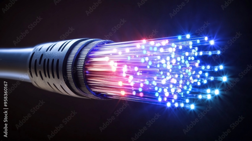 High-Speed Fiber Optic Cable Technology Background Representing Fast ...