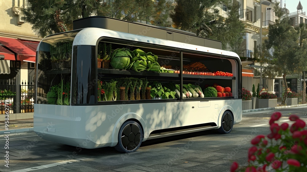 Show a delivery vehicle equipped with a temperature-controlled ...