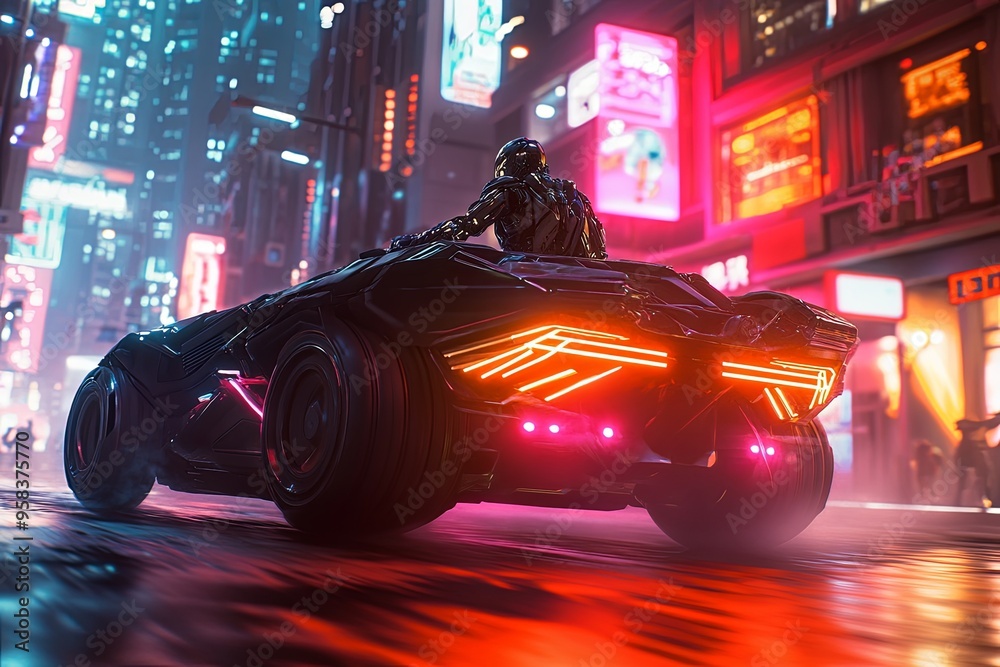 Person with Bionic Arms Piloting Sleek Military Transport Vehicle ...