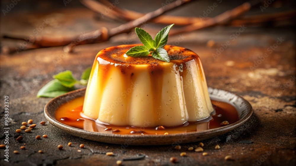 Gourmet Panna Cotta Dessert, Creamy Essence with Intricate Vanilla Bean ...