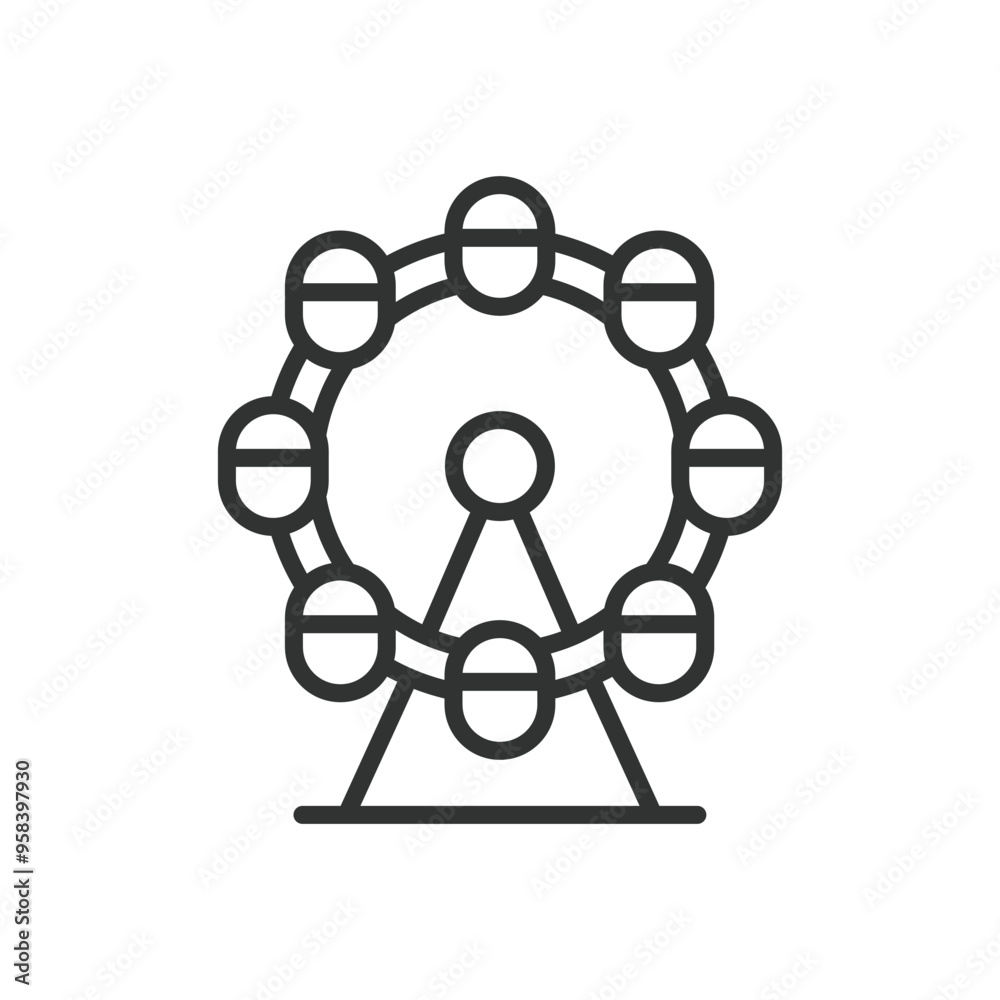 Ferris wheel, in line design. Amusement ride, carnival ride ...