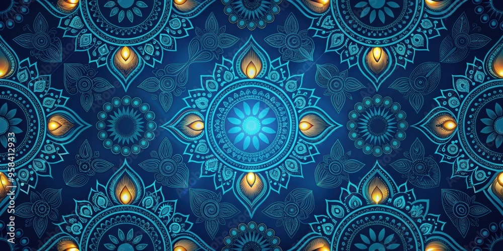 Ornate blue pattern wallpaper for Diwali festival celebration, Diwali ...