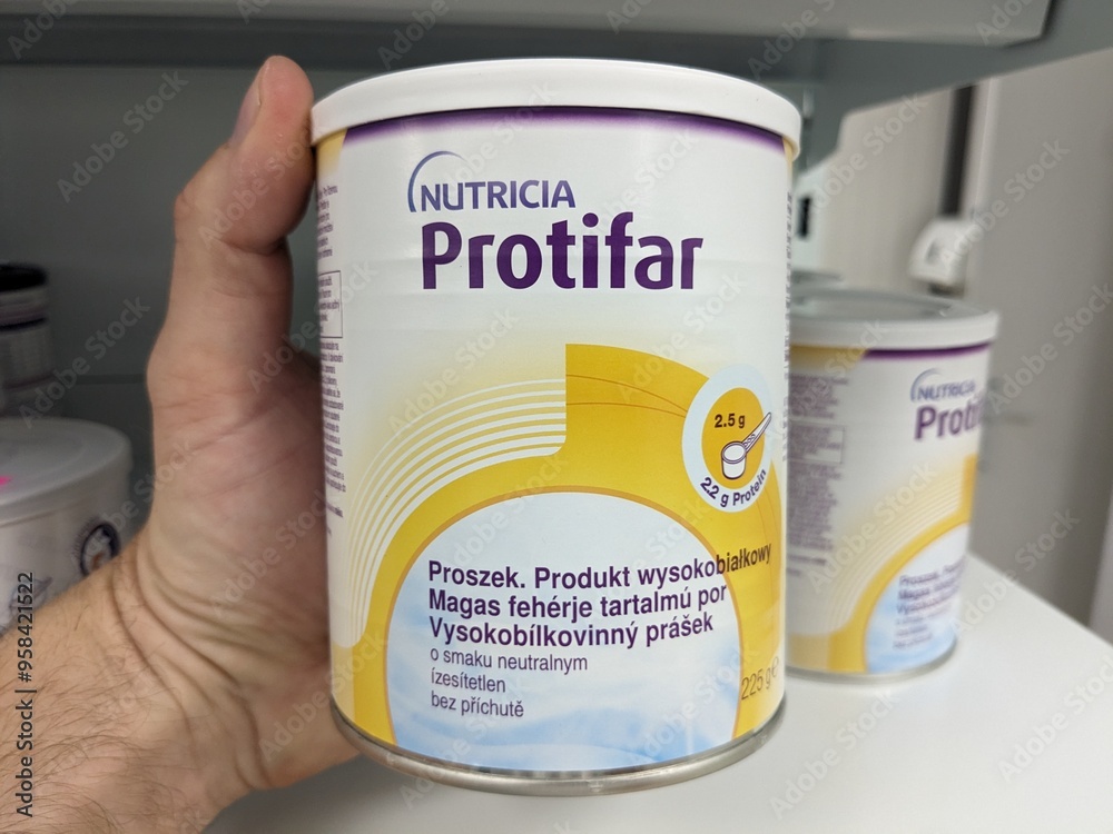 Prague, Czech Republic - August 28 2024: NUTRICIA PROTIFAR box of high ...