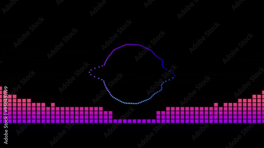 Audio spectrum voice neon sign concept, radio sound wave and disco ...