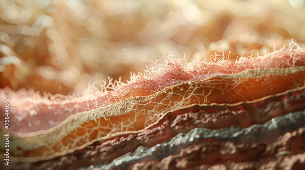 Close-up of the human skin, explaining the layers of the epidermis ...