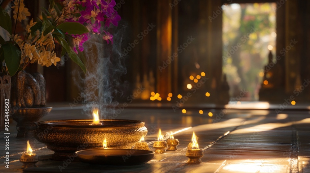 Serene Temple Ceremony, A tranquil gathering filled with heartfelt ...