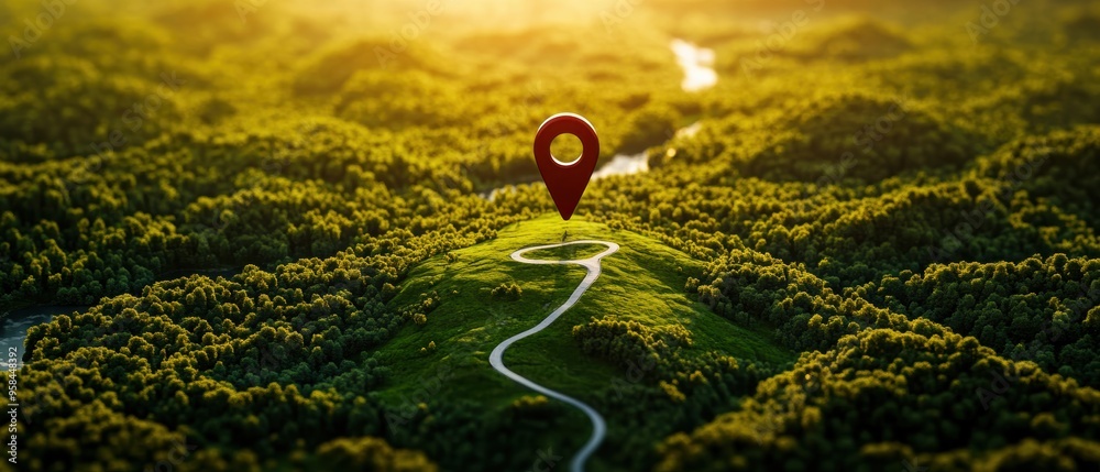 3D map marker rising from a physical map, pinpointing a travel ... 3D map marker rising from a physical map, pinpointing a travel ...