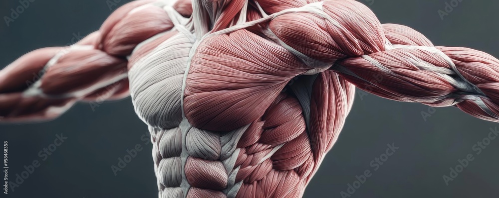 Detailed view of human muscles showcasing anatomical structure and ...