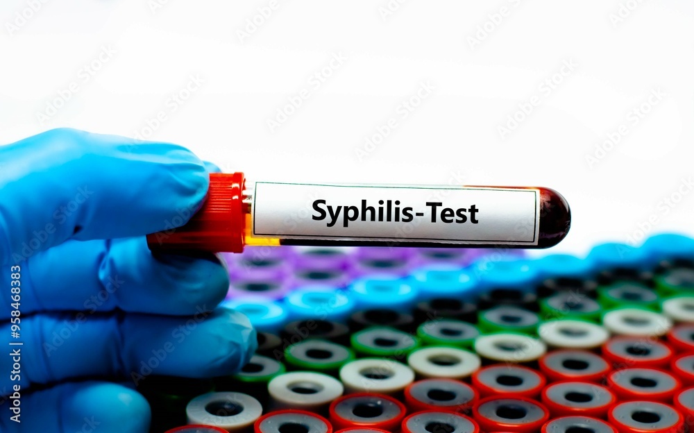 Blood sample tube for syphilis test analysis. Stock Photo | Adobe Stock