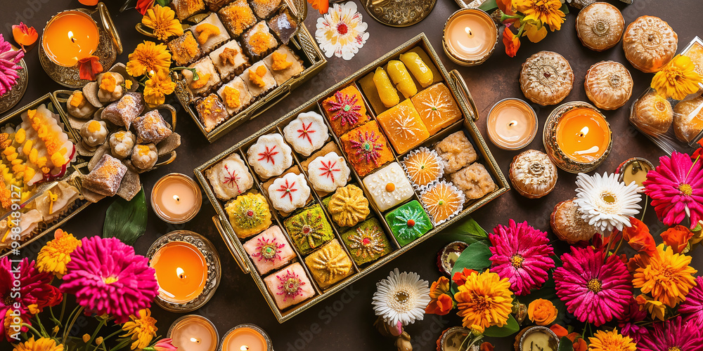Diwali box consists of Indian sweets. Gift box with Diwali sweets ...