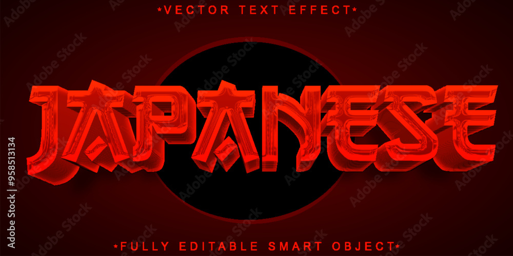 Red Japanese Vector Fully Editable Smart Object Text Effect Stock ...